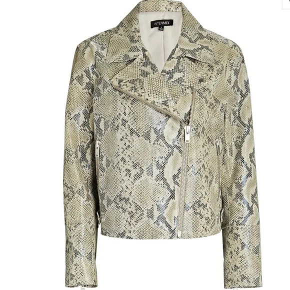 INTERMIX | Jackets & Coats | Internix Sarah Leather Python Moto Jacket | Poshmark